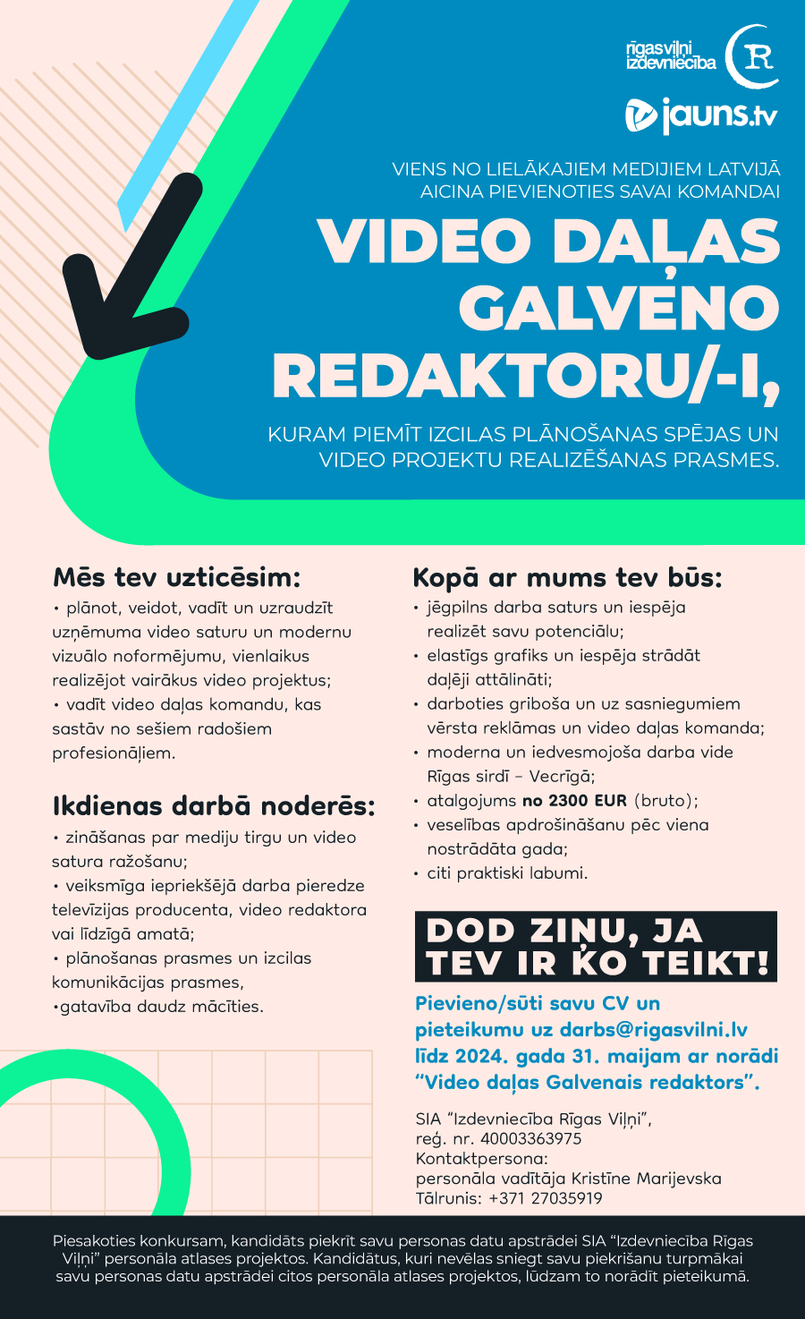 Vakance | Izdevniecība "Rīgas Viļņi"